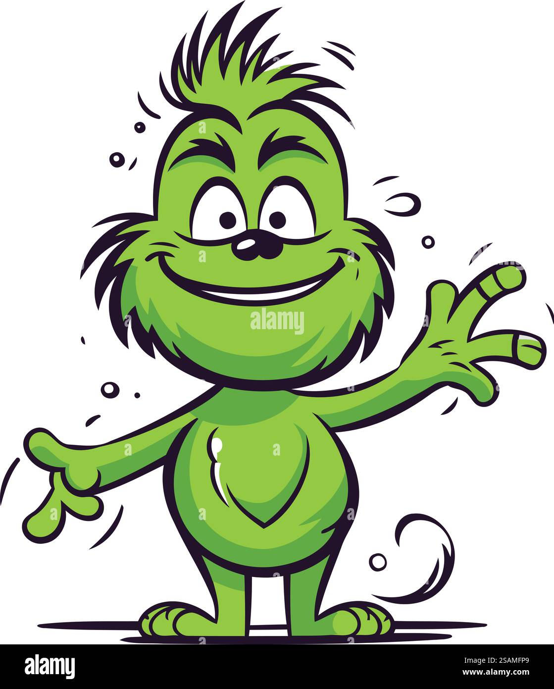 Cartoon green monster isolated on a white background. Vector ...
