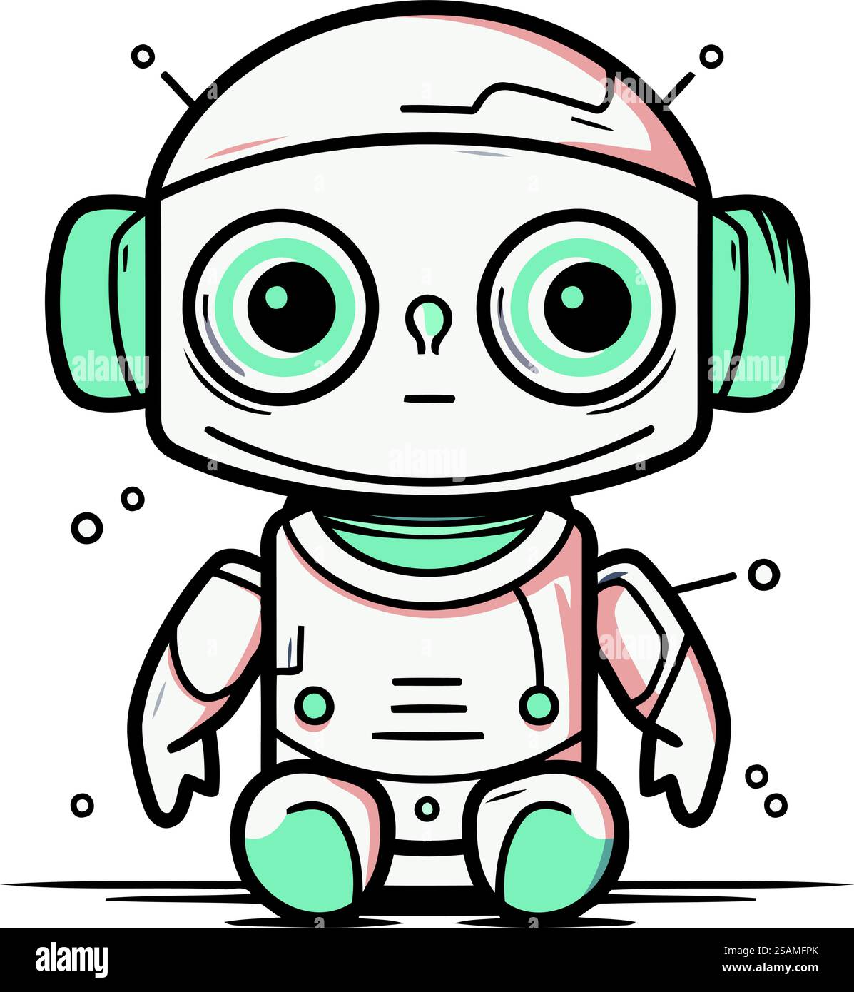 Cute robot cartoon character. Vector illustration. Cute little robot ...