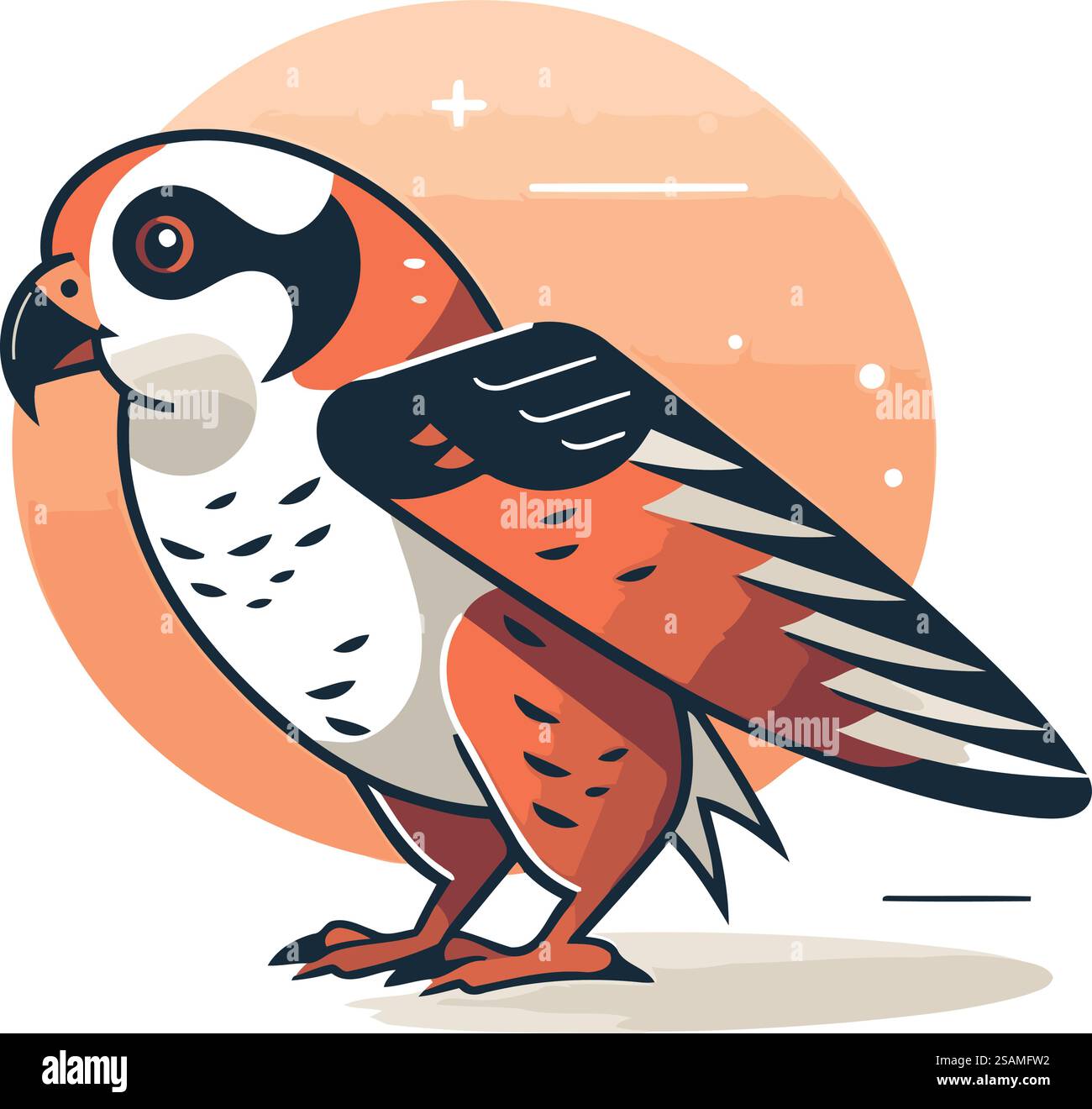 Red winged falcon. Vector illustration in flat style Stock Vector Image ...