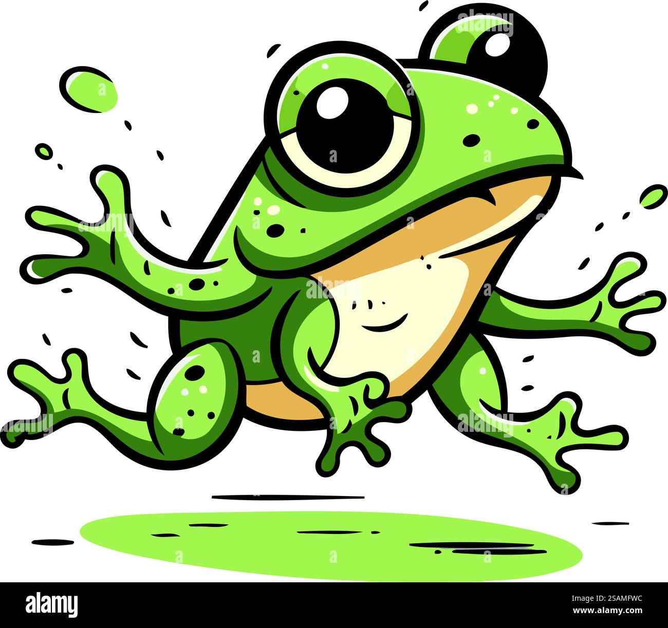 Frog jumping. Vector illustration of a funny cartoon frog jumping Stock Vector Image & Art - Alamy