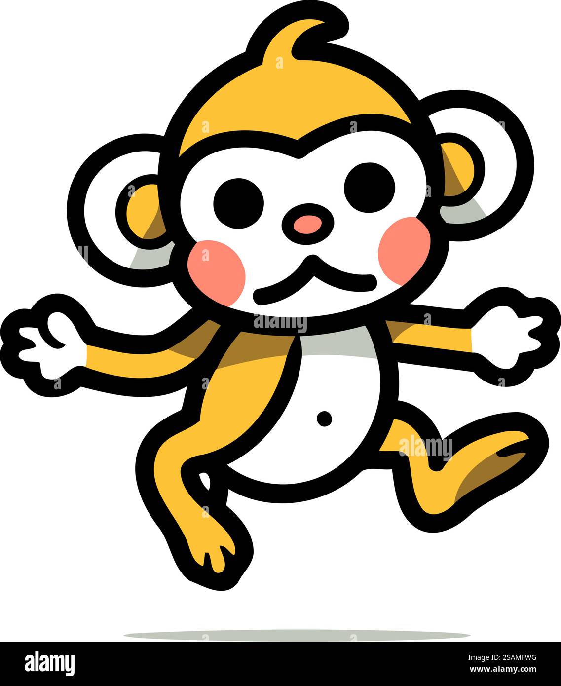 Monkey running cartoon character vector illustration. Cute cartoon ...