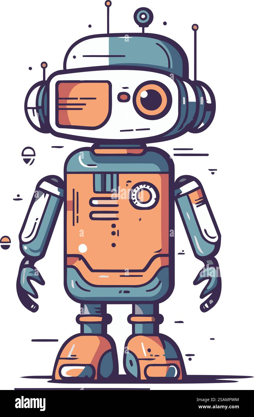 Cute cartoon robot. Vector illustration. Robot in flat style Stock ...