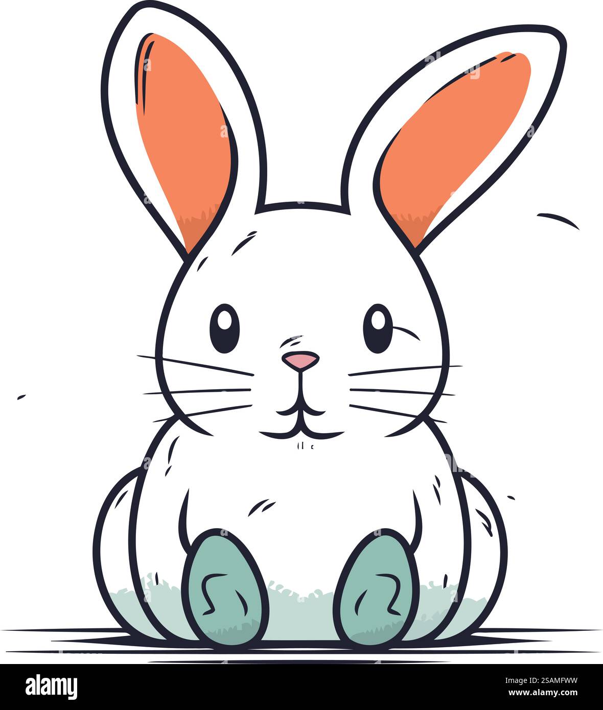 Cute cartoon bunny isolated on a white background. Vector illustration ...