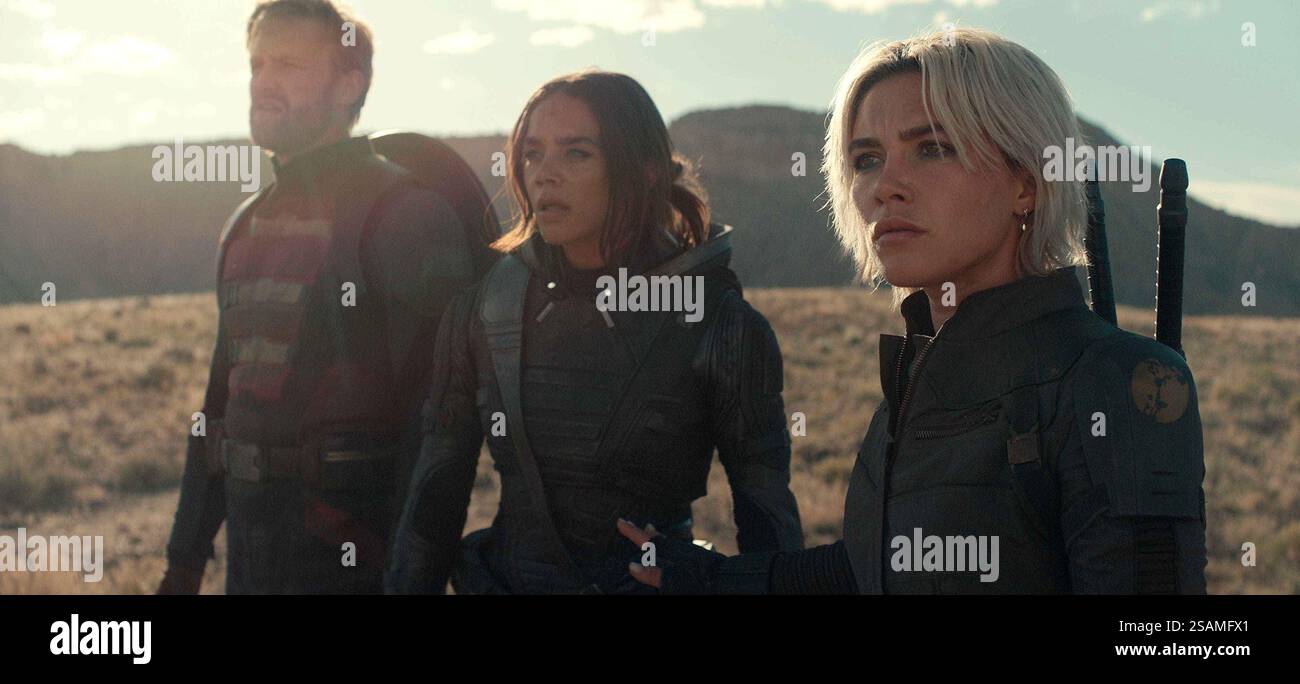 Thunderbolts Wyatt Russell, Hannah John-Kamen & Florence Pugh Stock ...