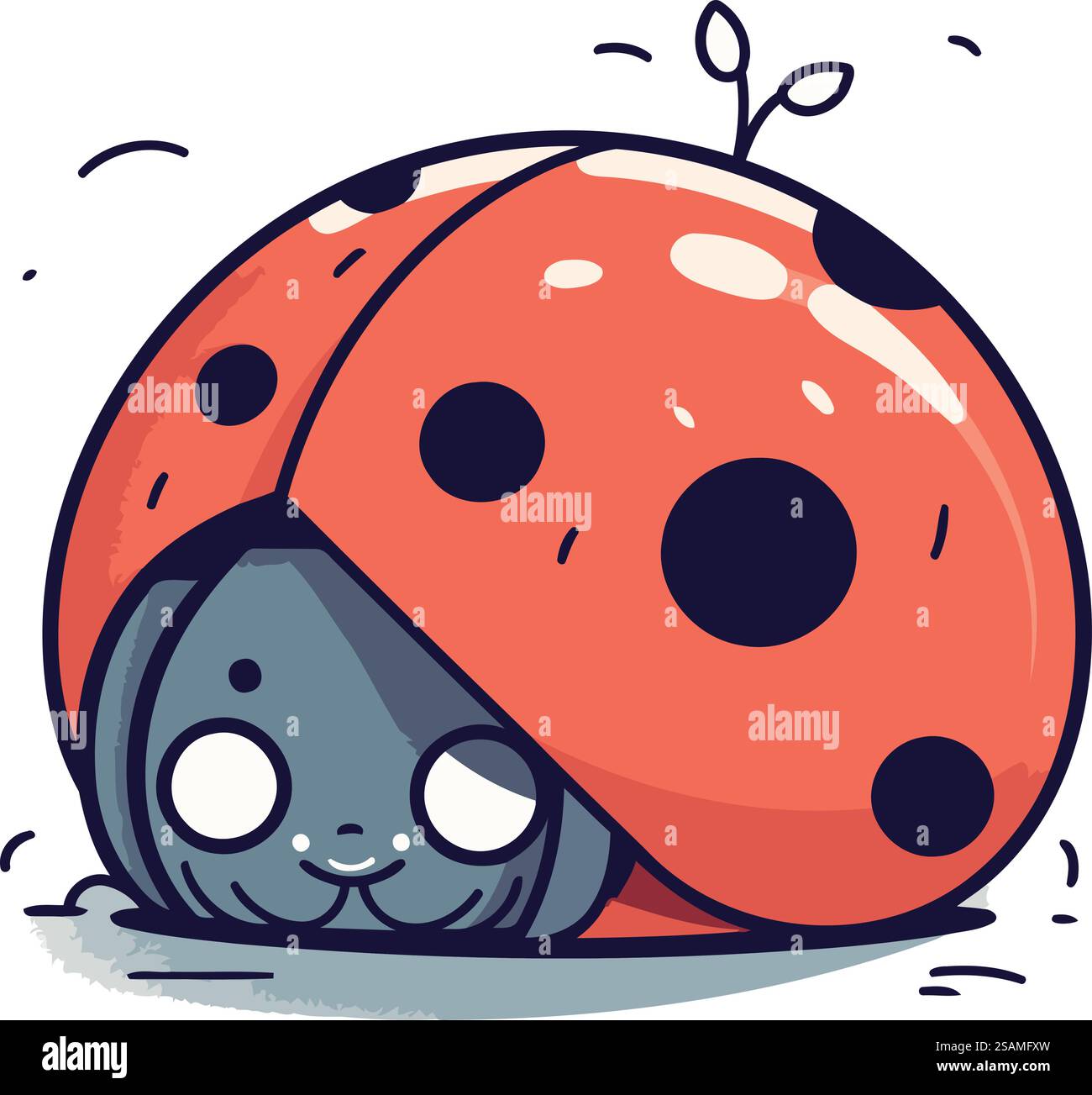 Cute cartoon ladybug isolated on white background. Vector illustration ...