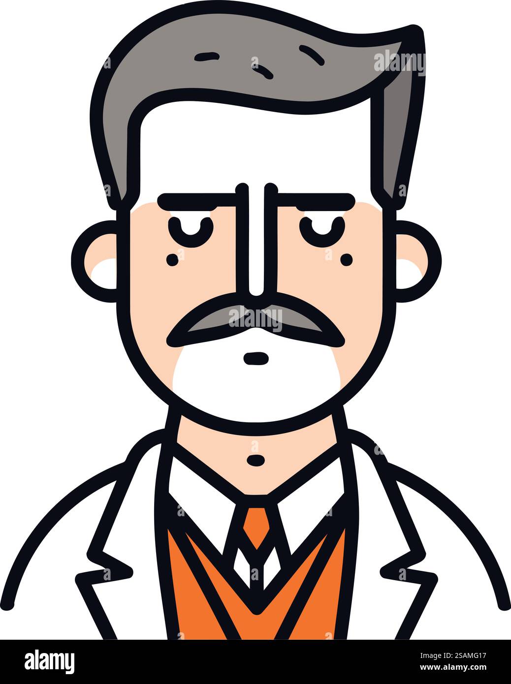 Vector illustration of a doctor in a medical gown with a mustache Stock ...