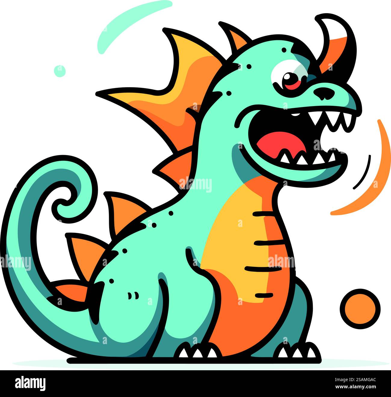 Funny cartoon dragon. Vector illustration of a funny dragon character ...