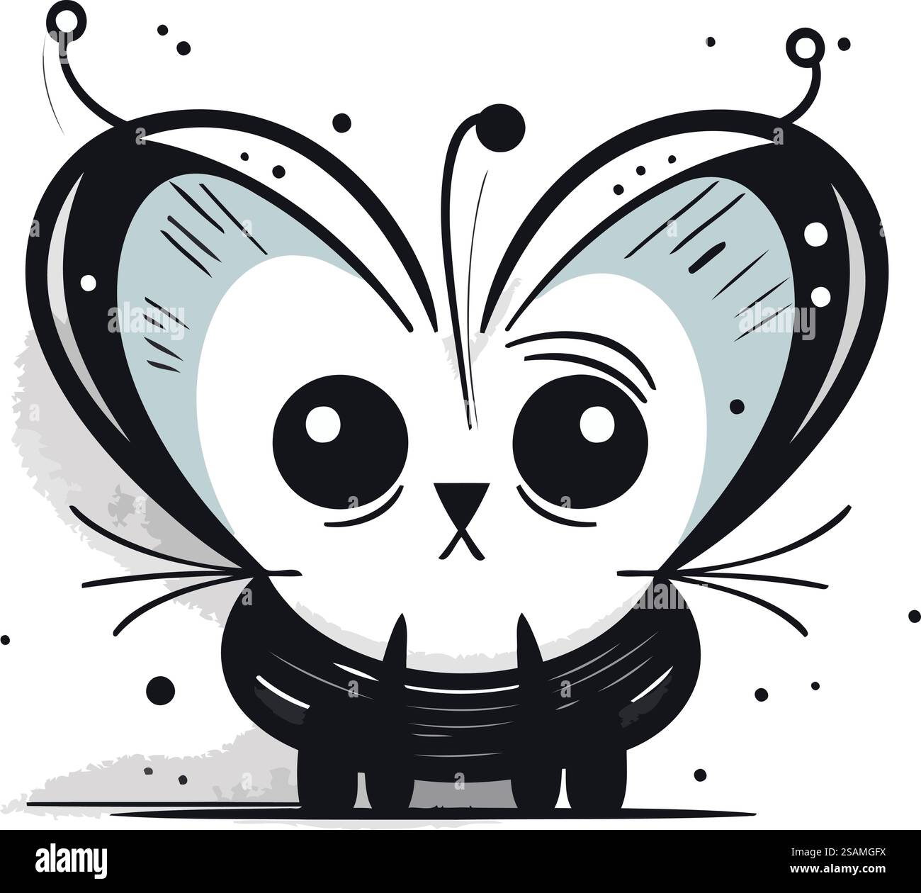 Butterfly. Cute cartoon character. Hand drawn vector illustration Stock ...