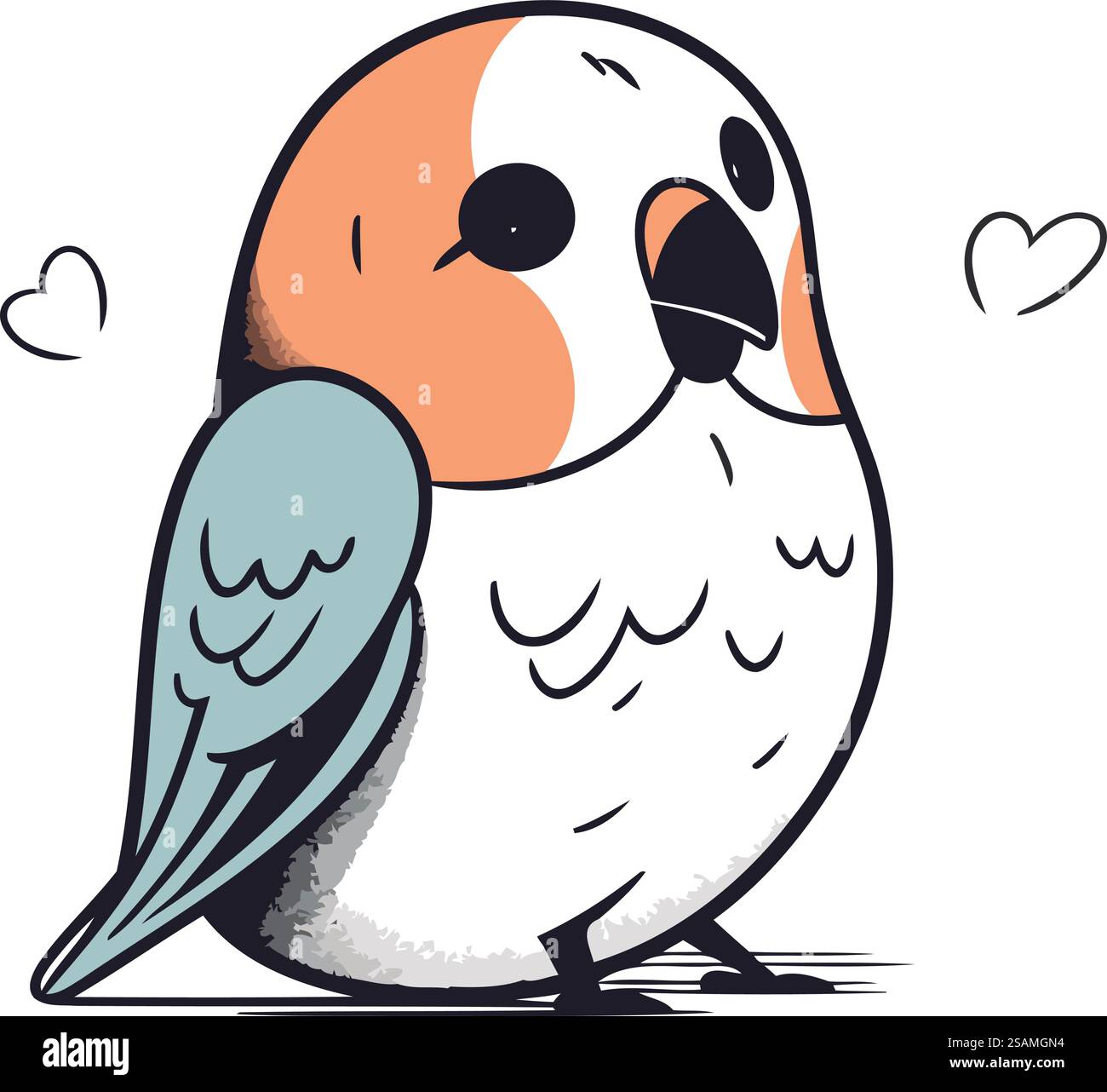 Cute cartoon parrot with heart. Hand drawn vector illustration Stock ...