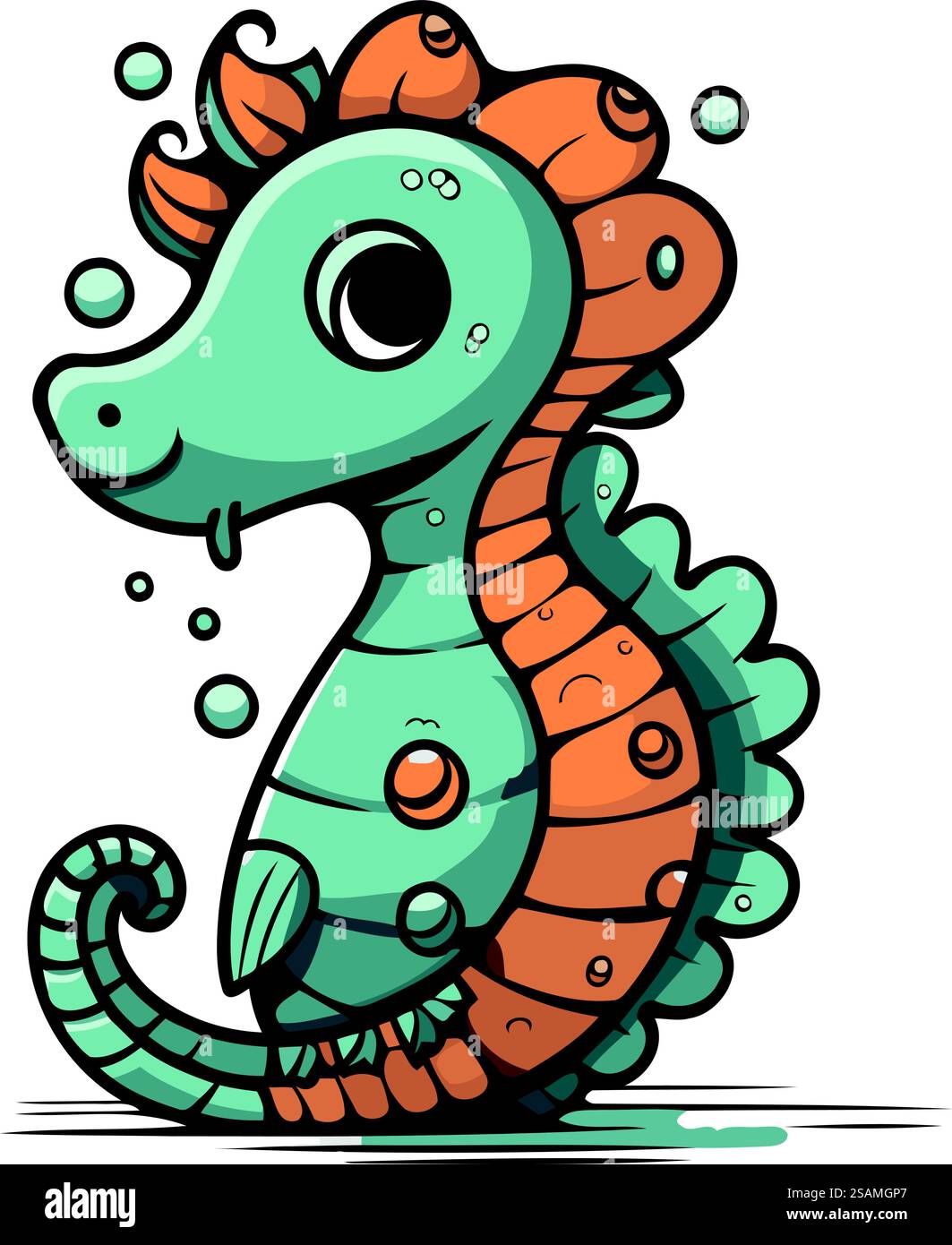Cartoon seahorse. Vector illustration isolated on white background ...