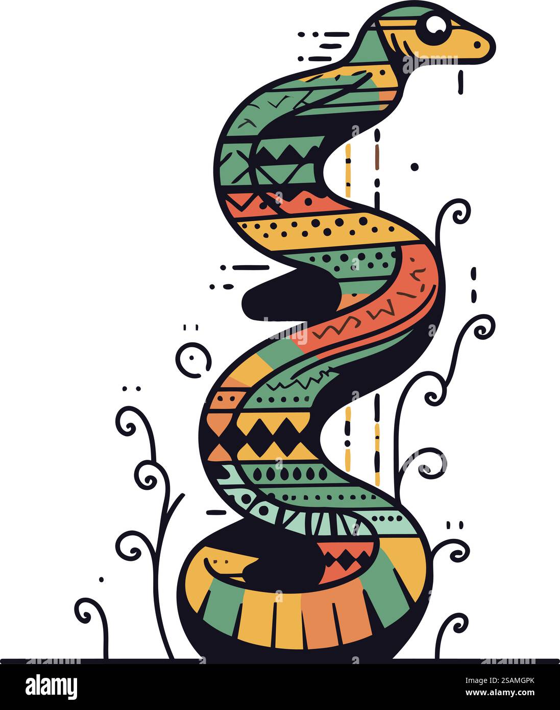 Cute snake in tribal style. Vector illustration for your design Stock ...
