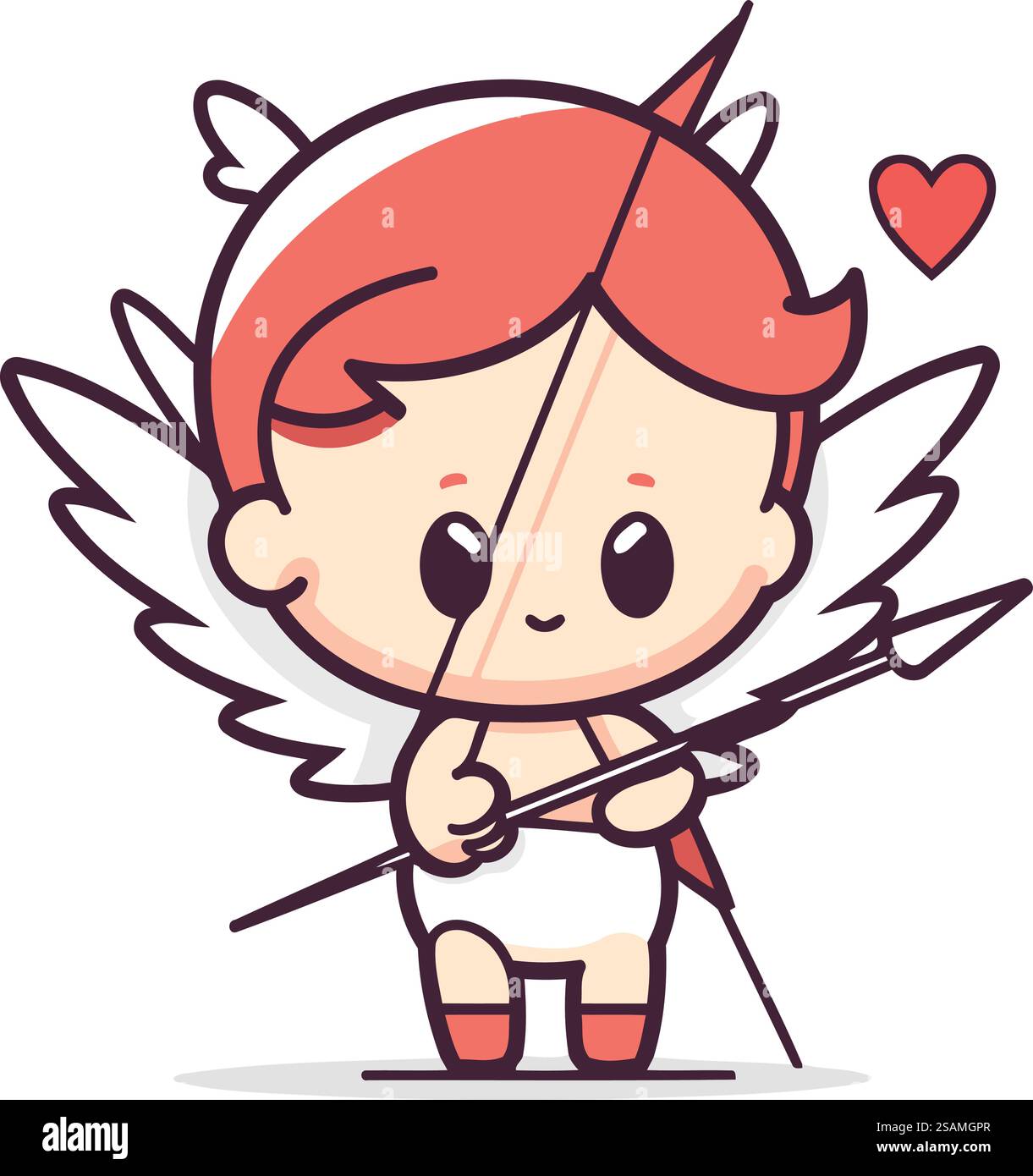 Cupid with bow and arrow. Cute cartoon vector illustration Stock Vector ...