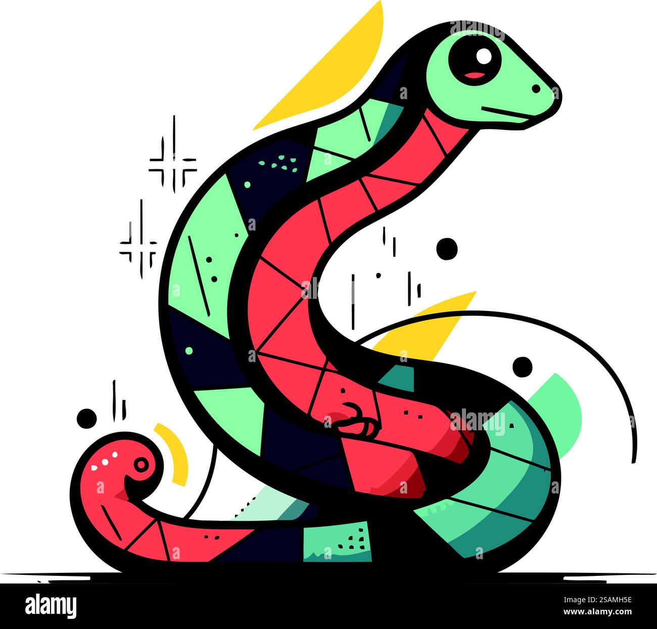 Vector illustration of snake in flat style. Colorful snake icon Stock ...