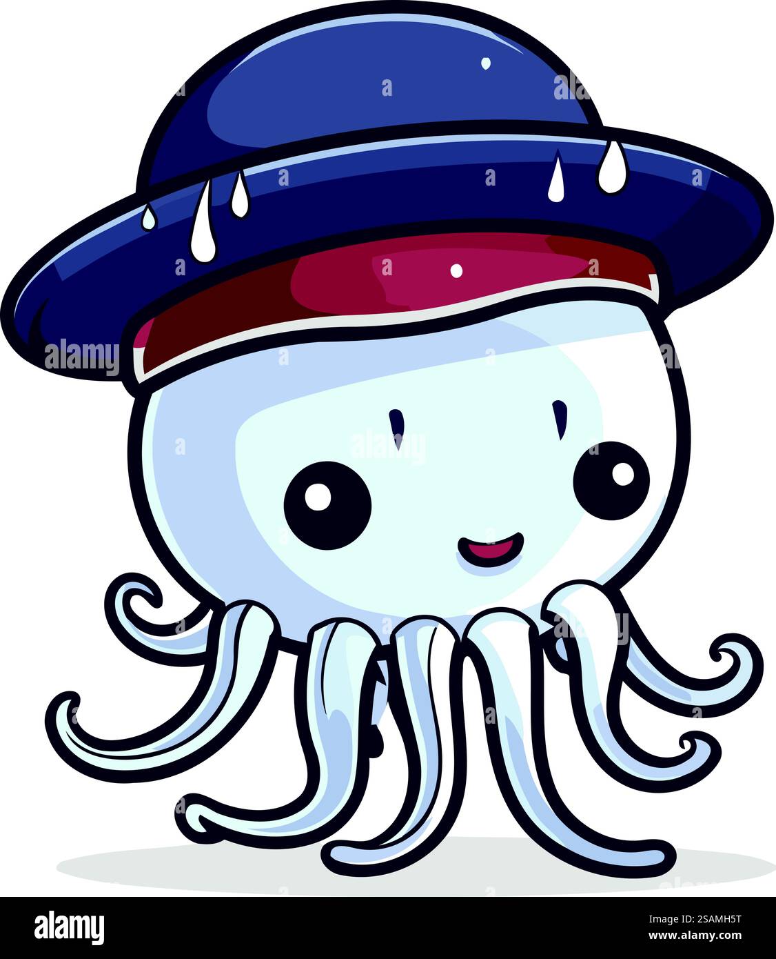 Jellyfish Octopus Cartoon Mascot Character Vector Illustration Stock ...