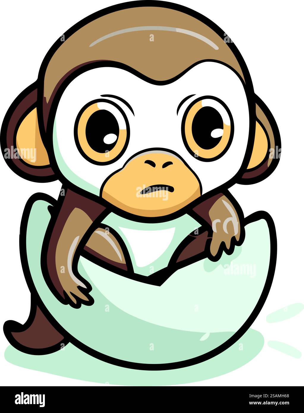 Cute monkey in egg isolated on white background. Vector illustration ...