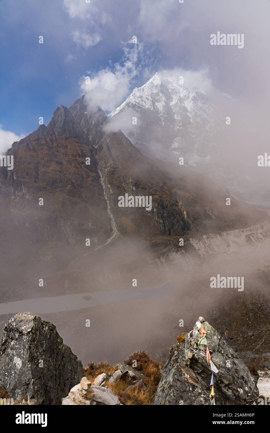 Very Cloudy Himalayan Mountain of Langtang Lirung Peak in Kyanjin Ri ...