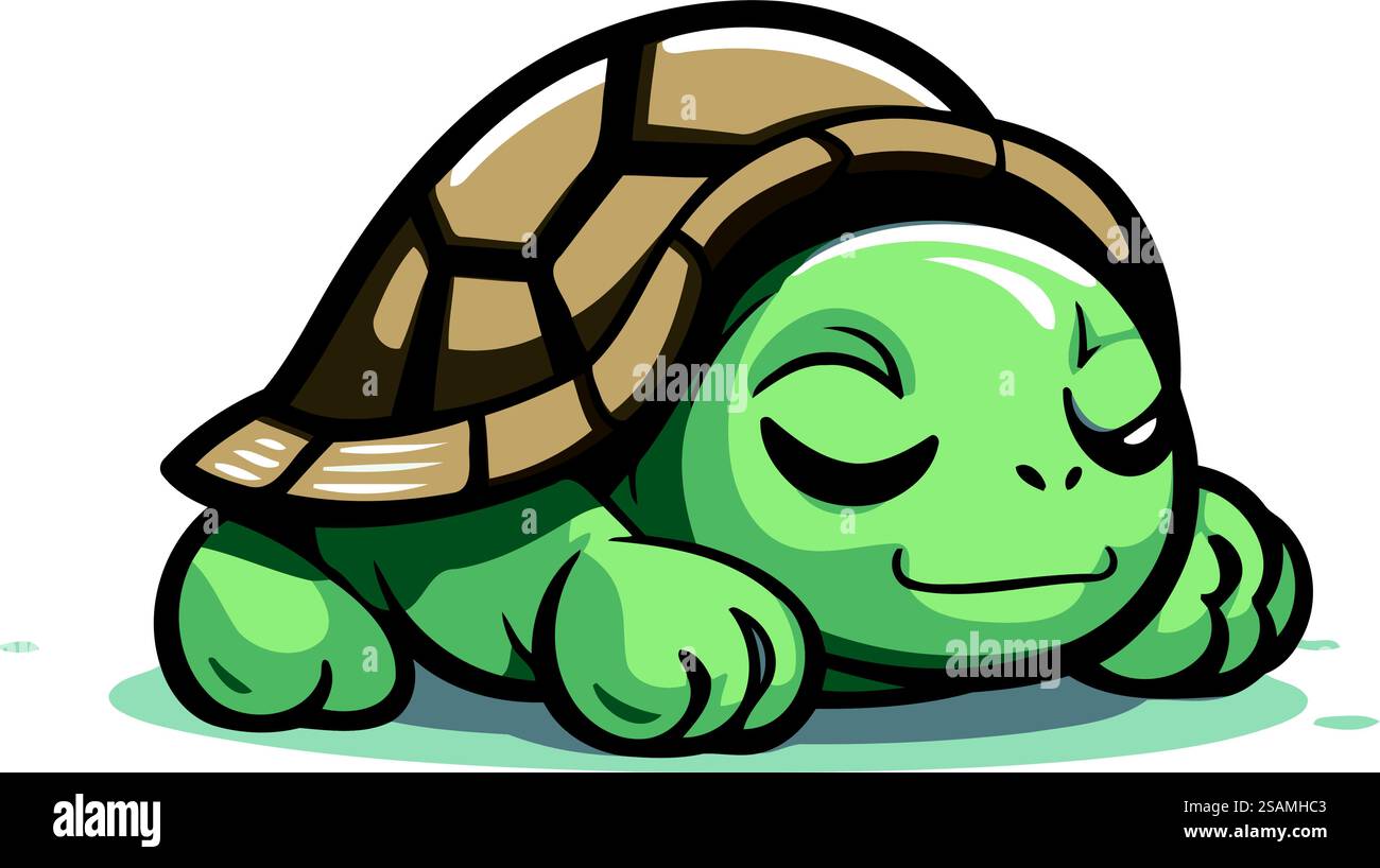 Cute cartoon turtle. Vector illustration of a funny tortoise Stock ...