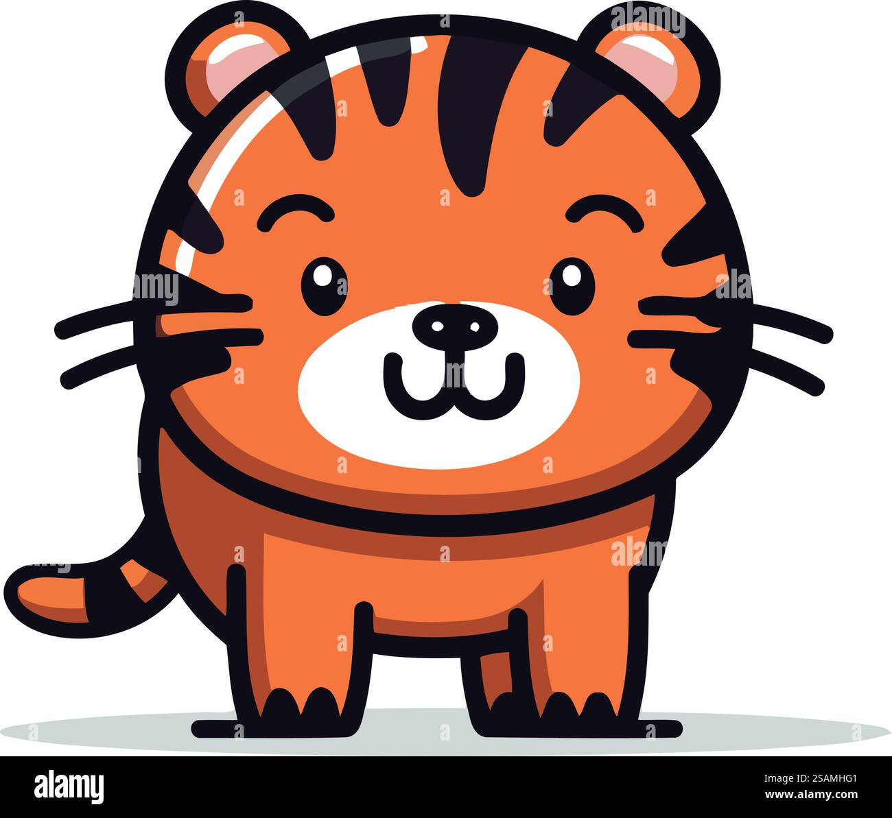 Cute cartoon tiger character. Vector illustration in doodle style Stock ...