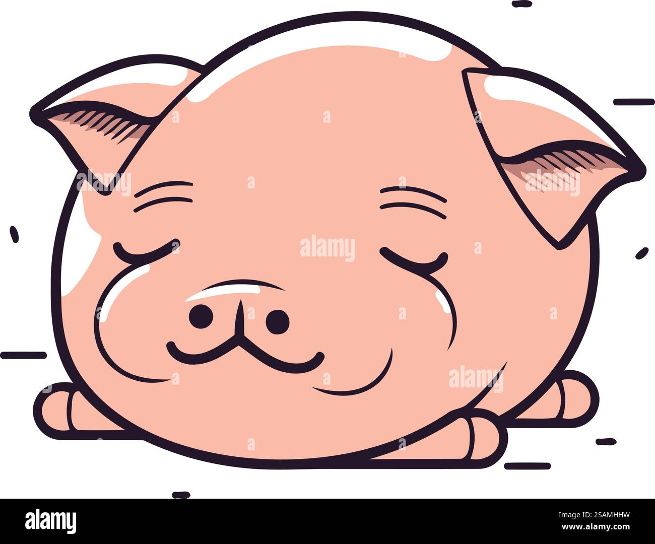 Cute piglet. Vector illustration. Isolated on white background Stock ...