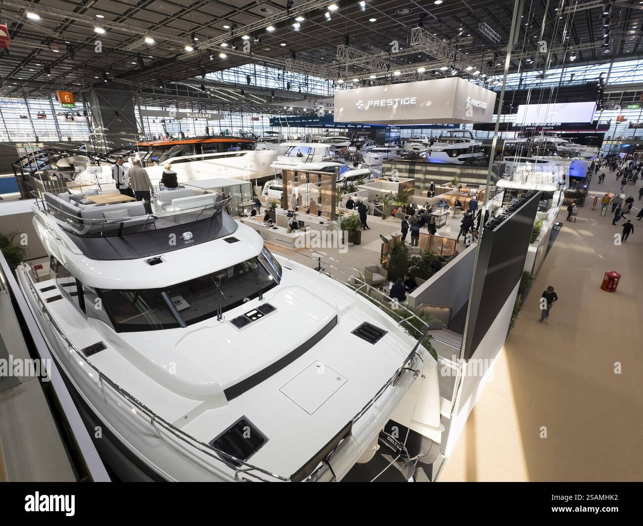 View from elevated position in exhibition overview of exhibition hall ...