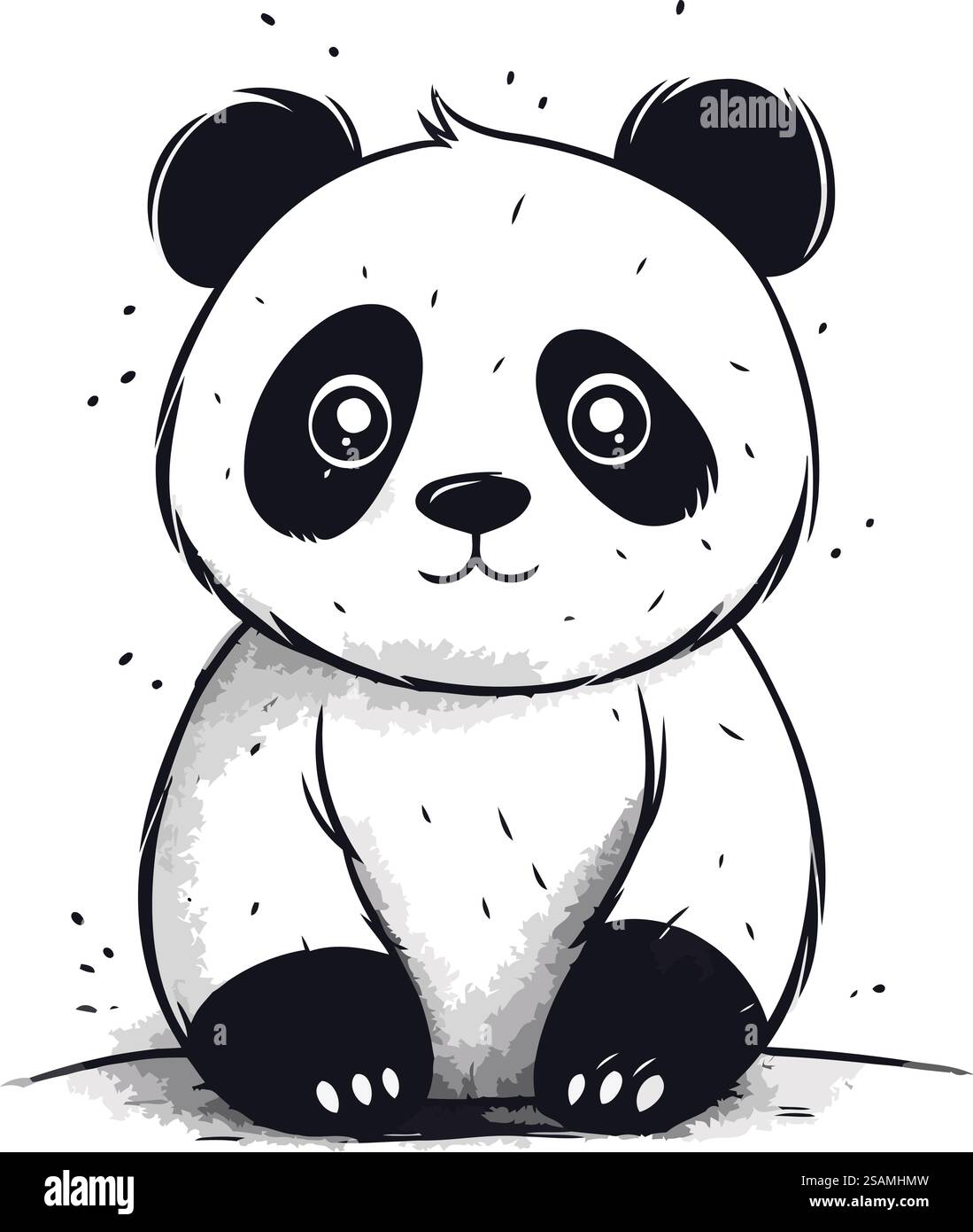 Cute panda sitting on the ground. Hand drawn vector illustration Stock ...