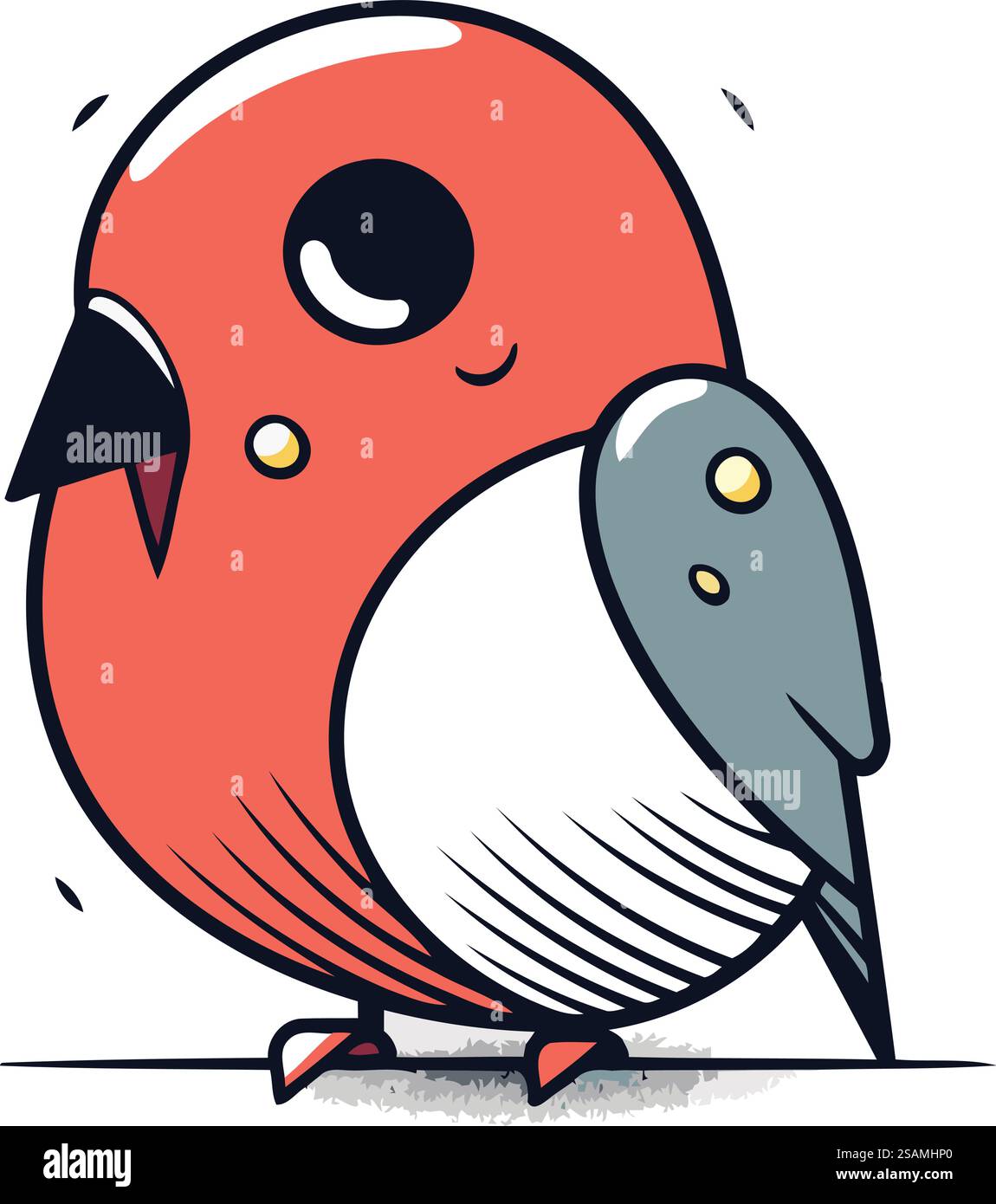 Vector illustration of a cute little bird. Hand drawn doodle style ...