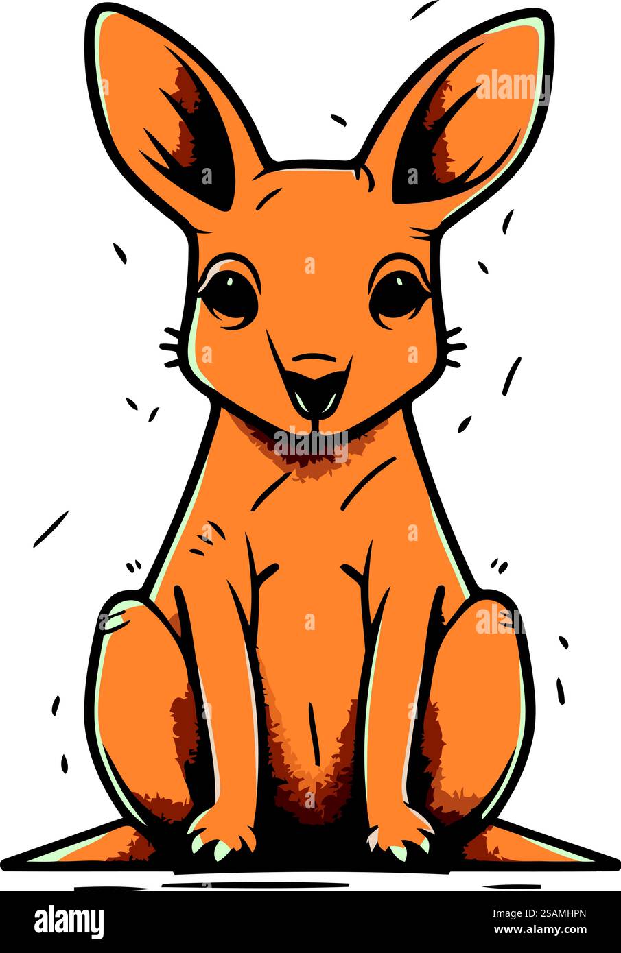 Cute cartoon kangaroo sitting on the ground. Vector illustration Stock ...