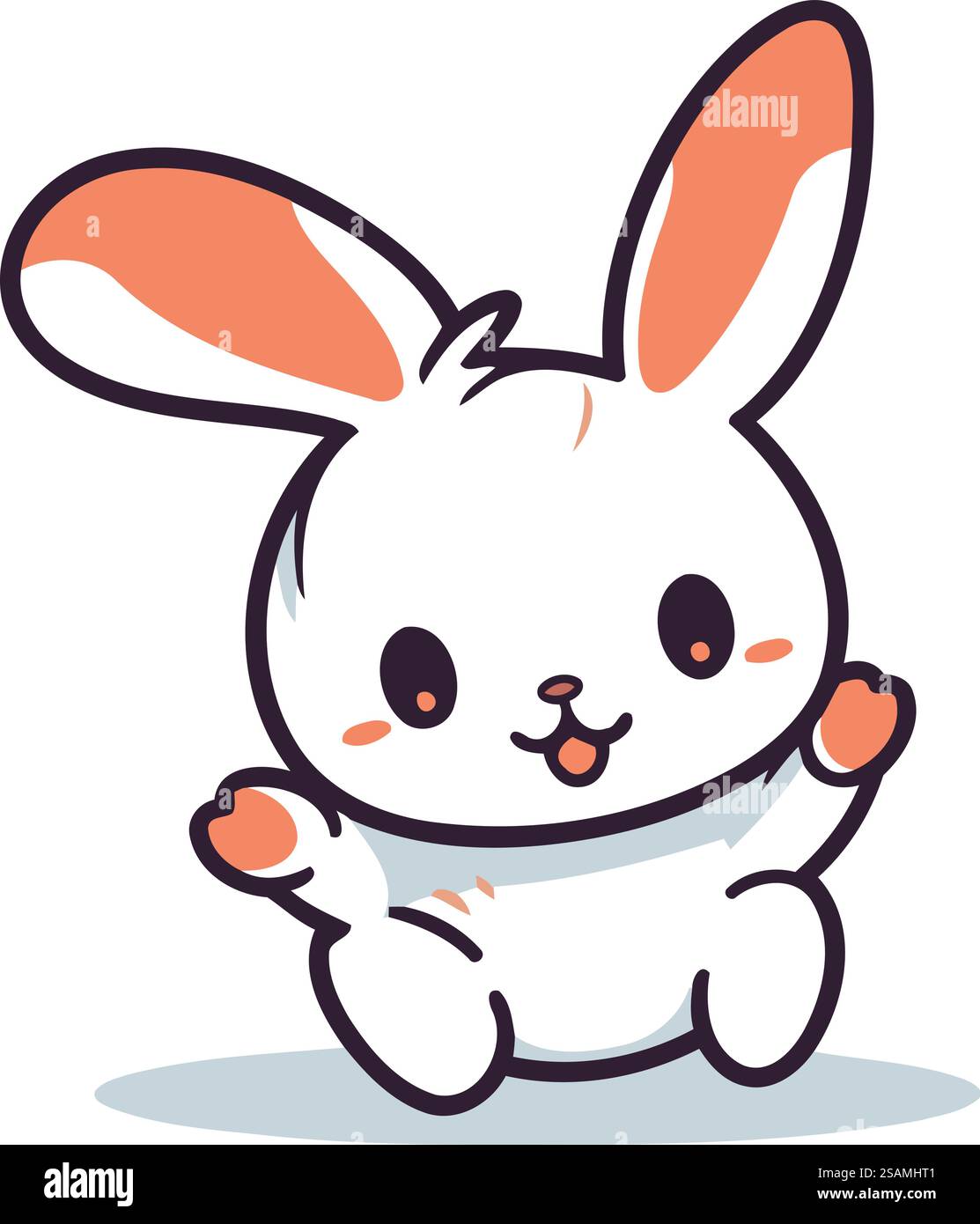 Cute cartoon bunny. Vector illustration. Isolated on white background ...