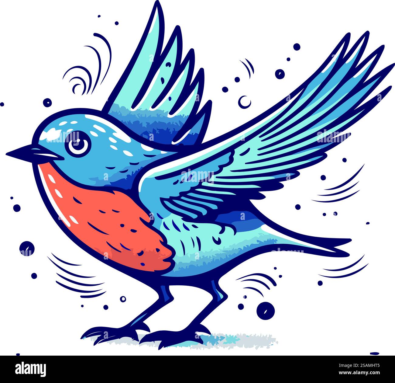 Hand drawn vector illustration of a bluebird. Isolated on white ...
