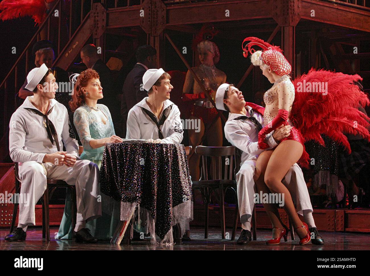 l-r: Aaron Lazar (Gabey), Lucy Schaufer (Claire de Loone), Tim Howar ...