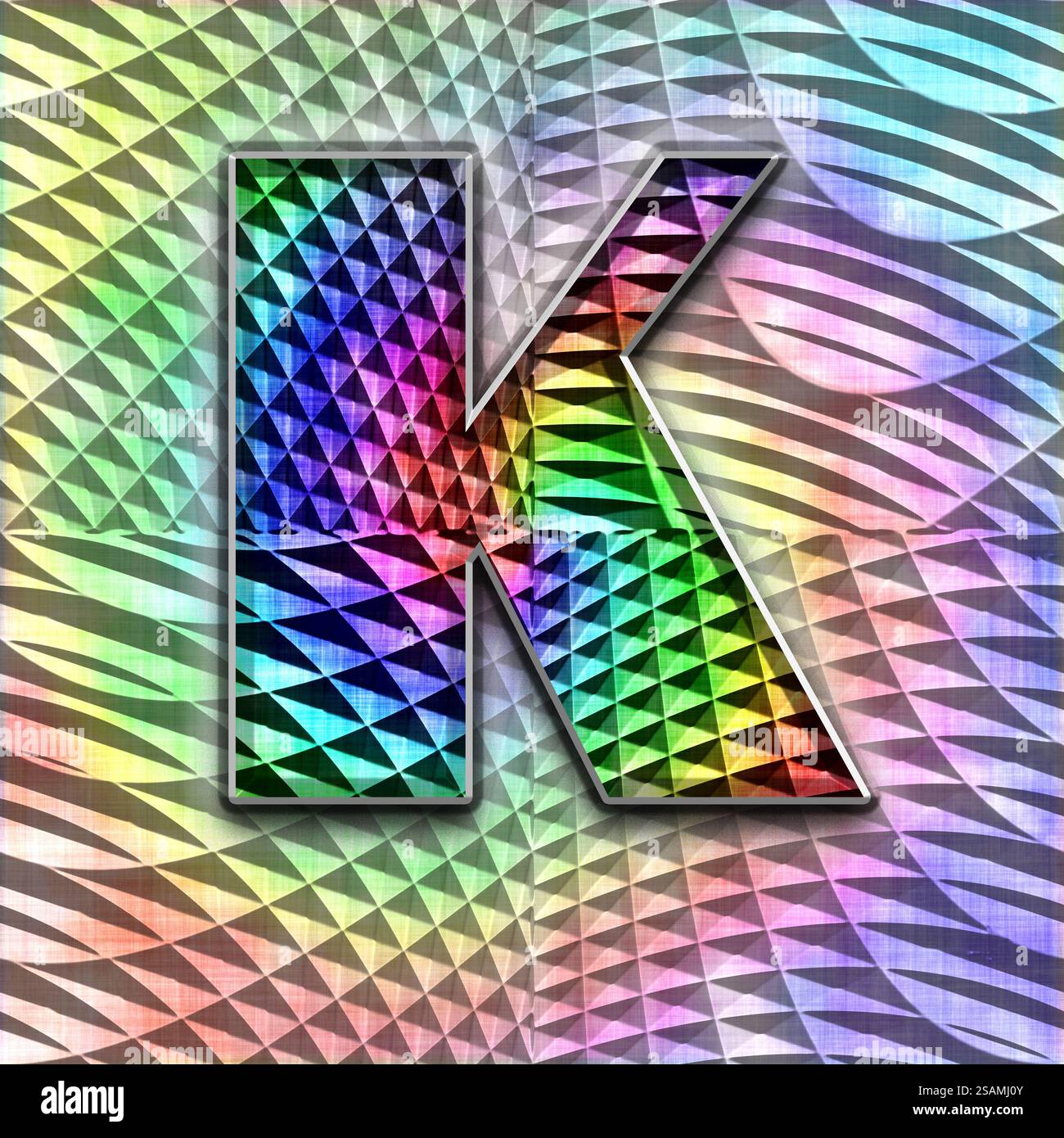 capital letter K with rainbow colors and design "fabric baffled Stock ...