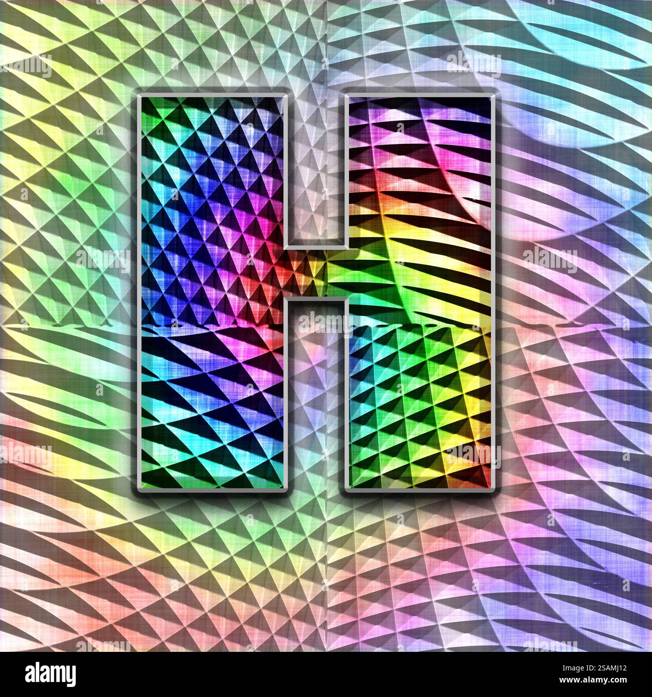 capital letter H with rainbow colors and design "fabric baffled Stock ...