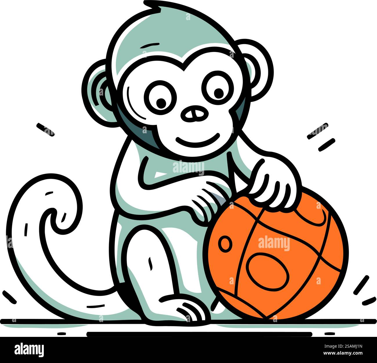 Monkey playing with ball. Vector illustration in doodle style Stock ...
