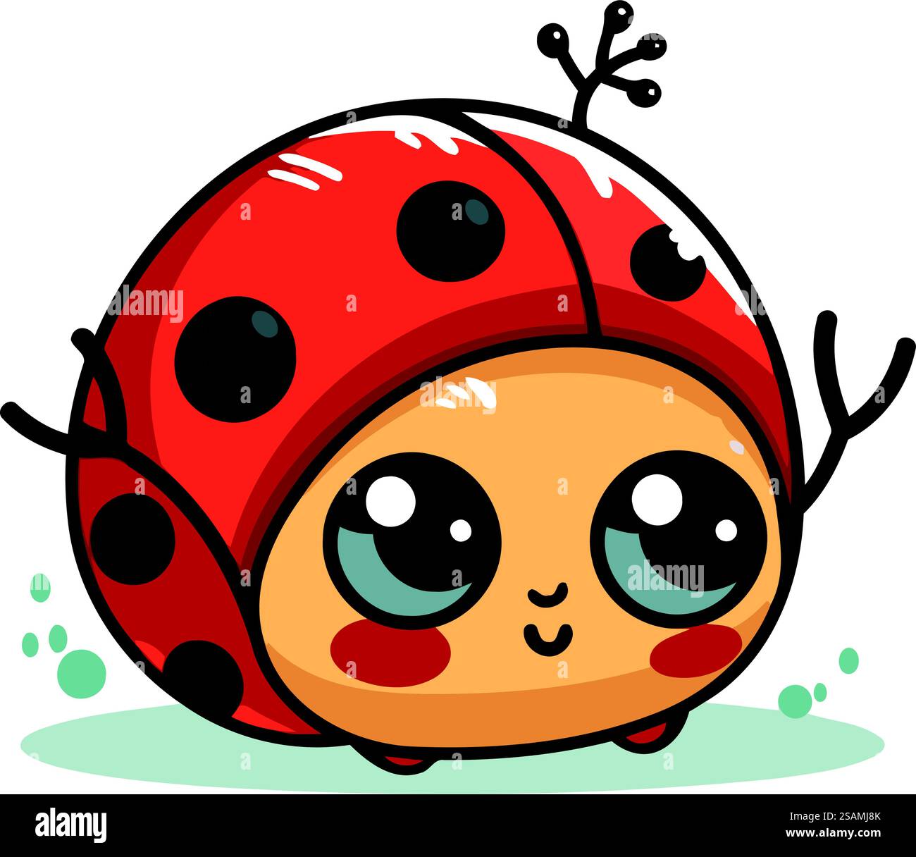 Cute cartoon ladybug isolated on white background. Vector illustration ...