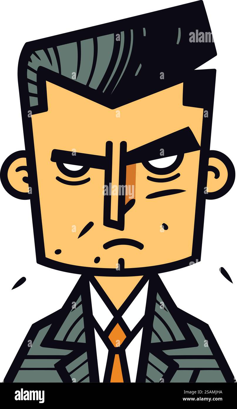 Angry businessman cartoon vector illustration. Isolated on white ...