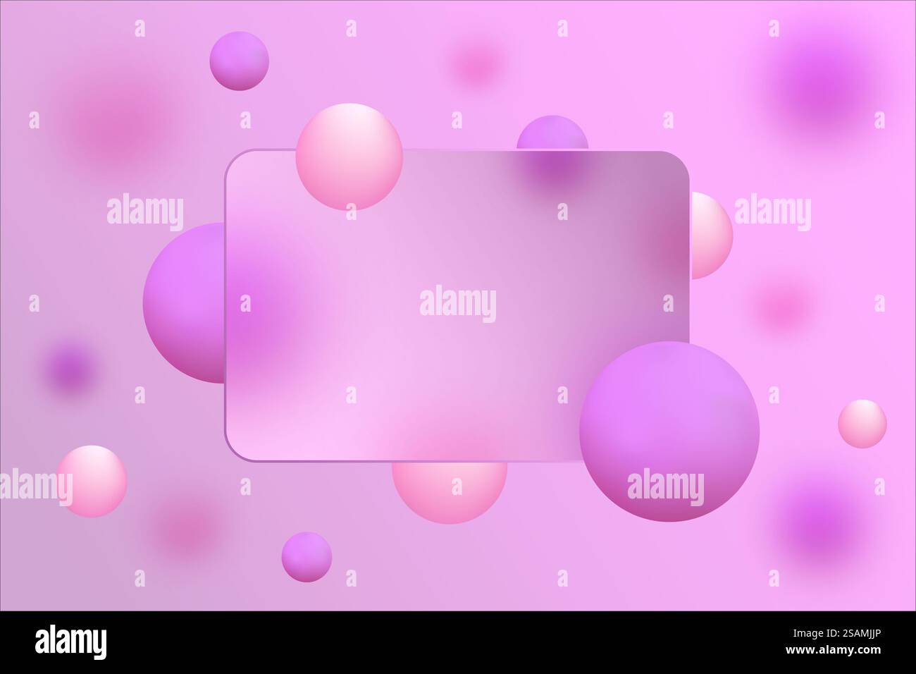 A rectangle made of clear glass with a blur effect with pink and purple ...