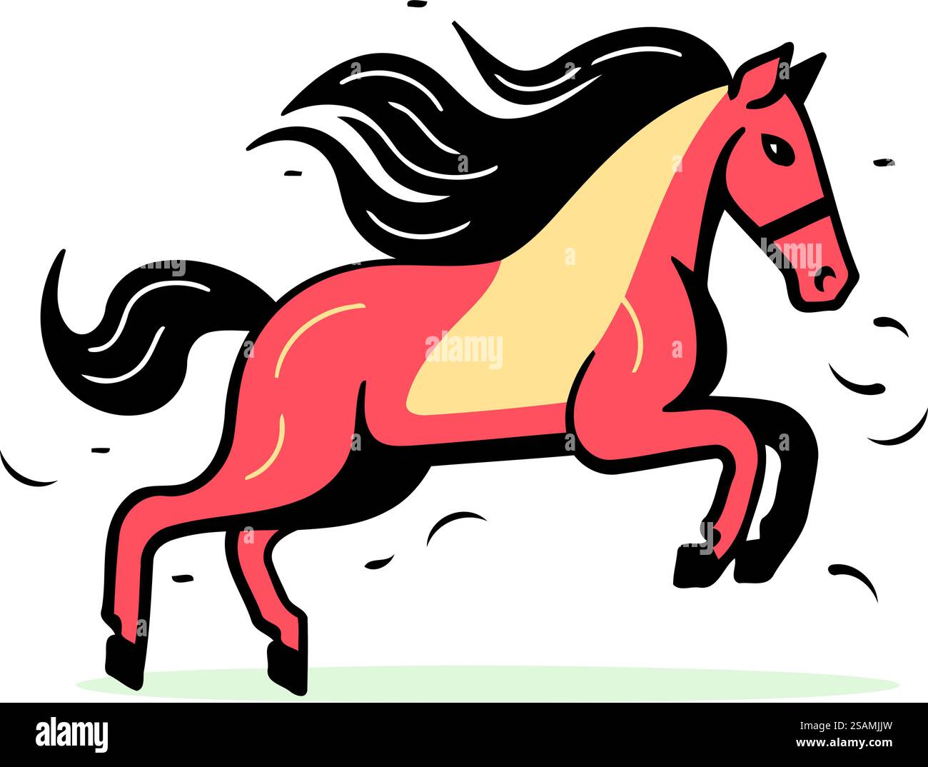 Running horse with long mane. Vector illustration in cartoon style ...