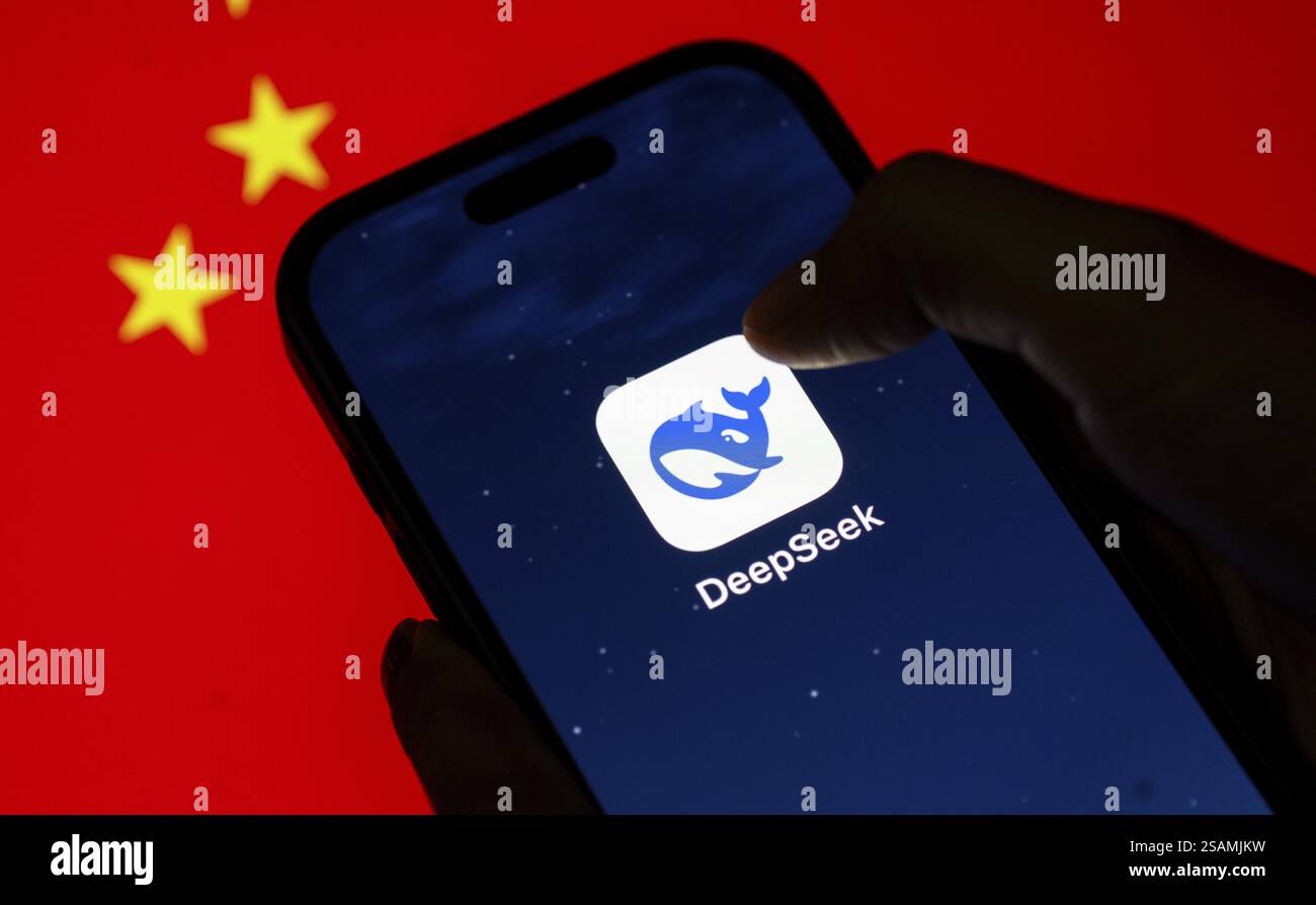 In this photo illustration, the newly launched Chinese DeepSeek app ...