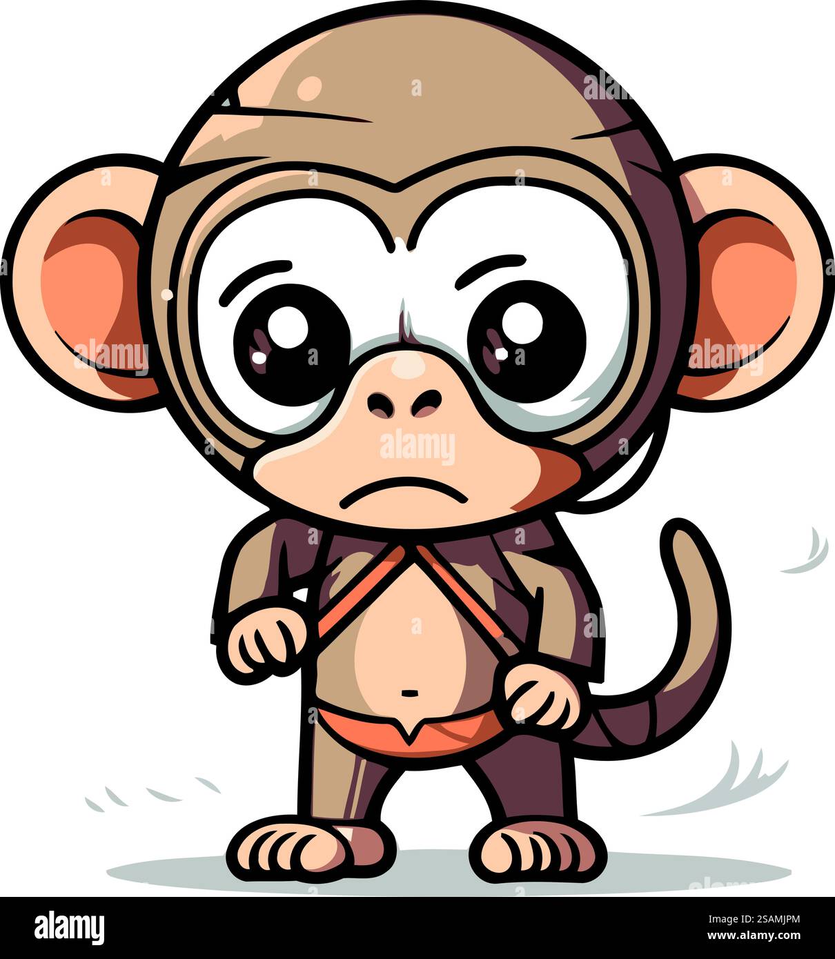 Monkey Cartoon Mascot Character With Sad Expression Vector Illustration ...