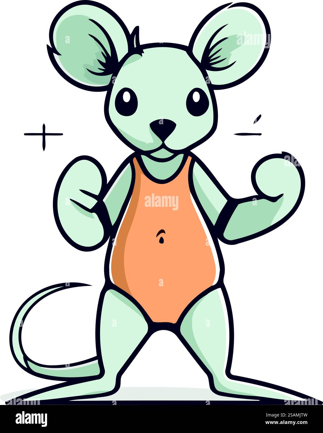 Cute cartoon mouse in swimsuit. Vector illustration isolated on white ...
