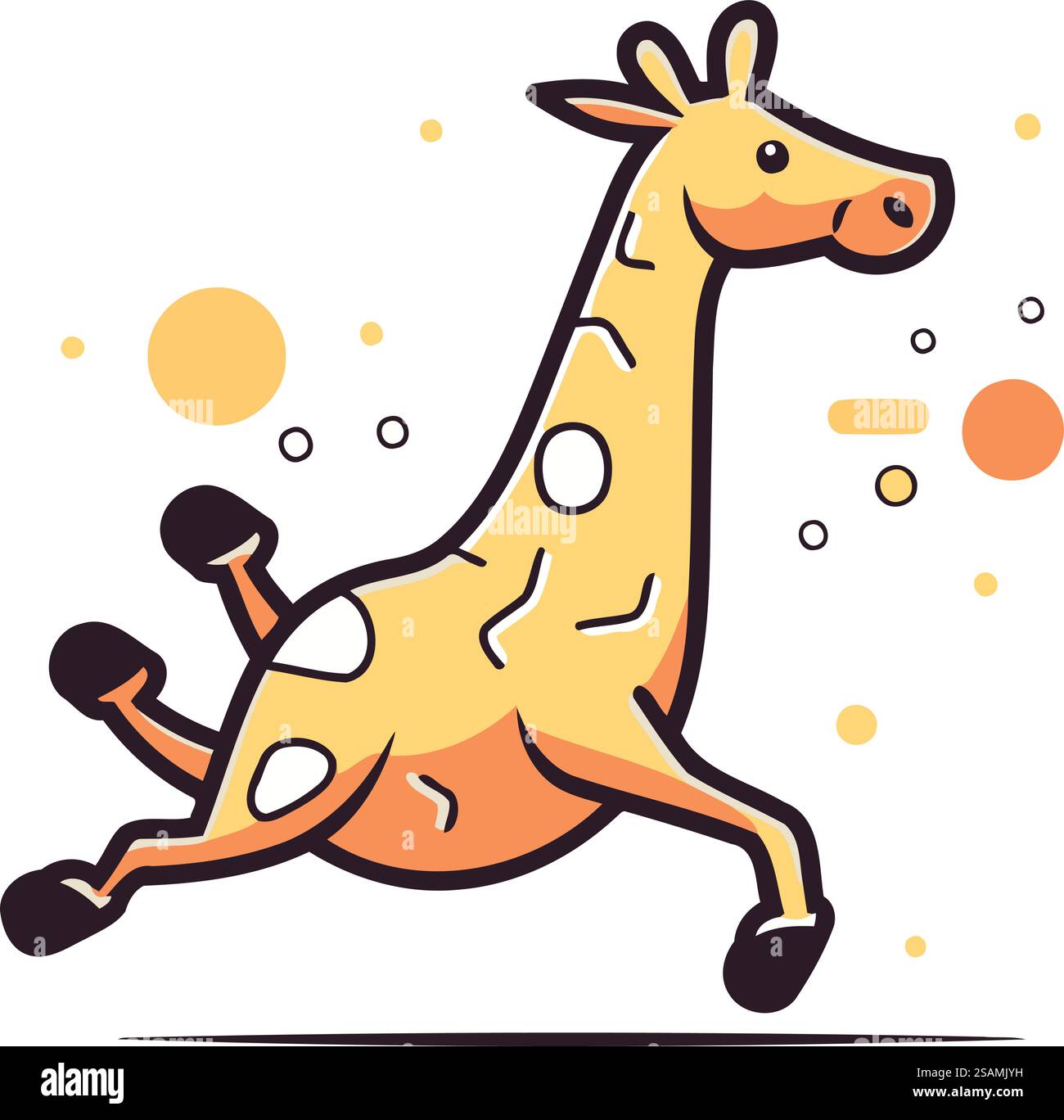 Cute cartoon giraffe running. Vector illustration in flat style Stock ...