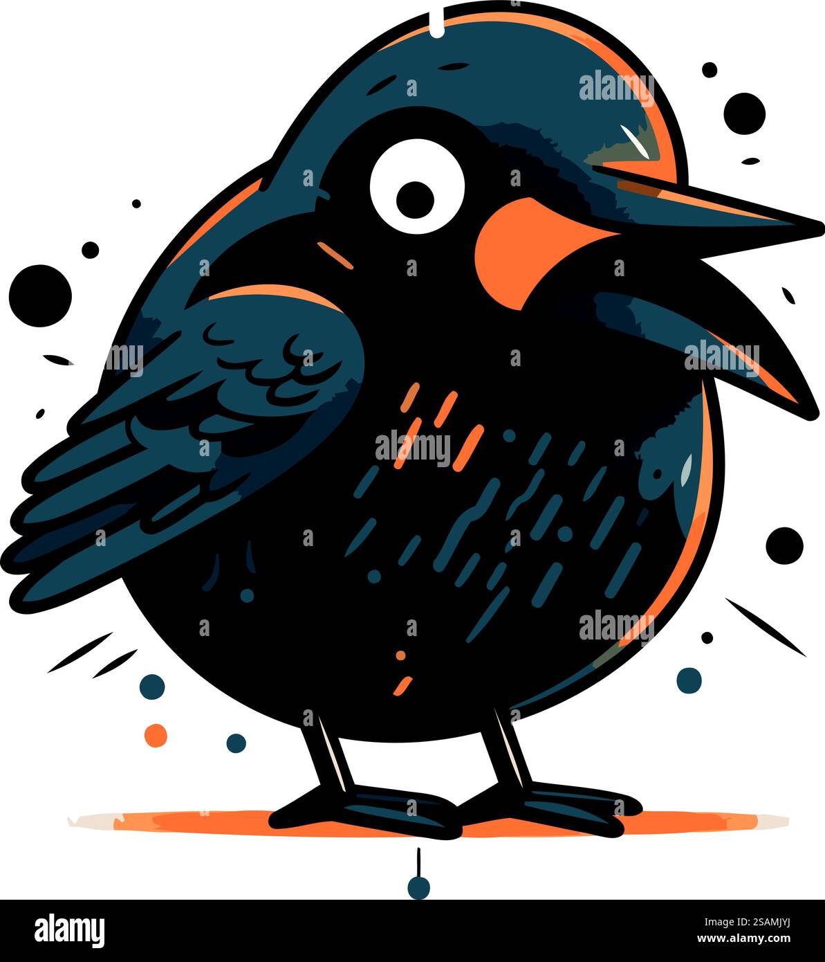 Cute cartoon crow. Vector illustration in doodle style Stock Vector ...