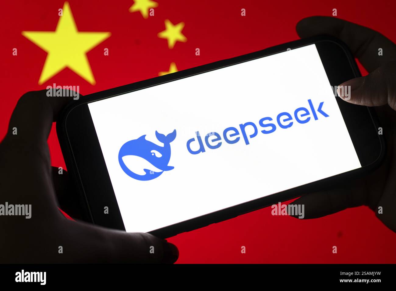 In this photo illustration, the newly launched Chinese DeepSeek app ...