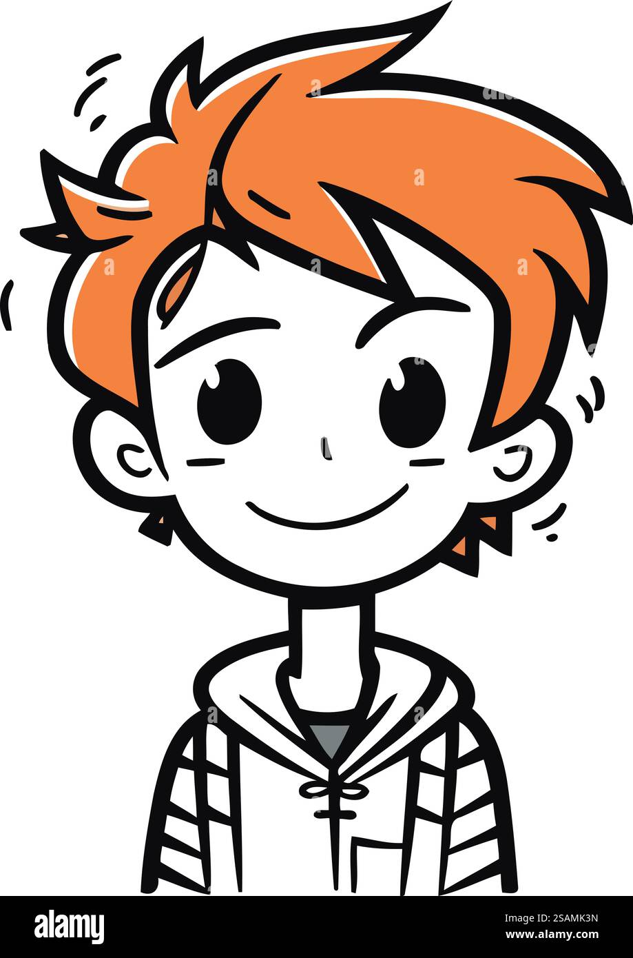 Cute cartoon boy with orange hair. Vector illustration isolated on ...