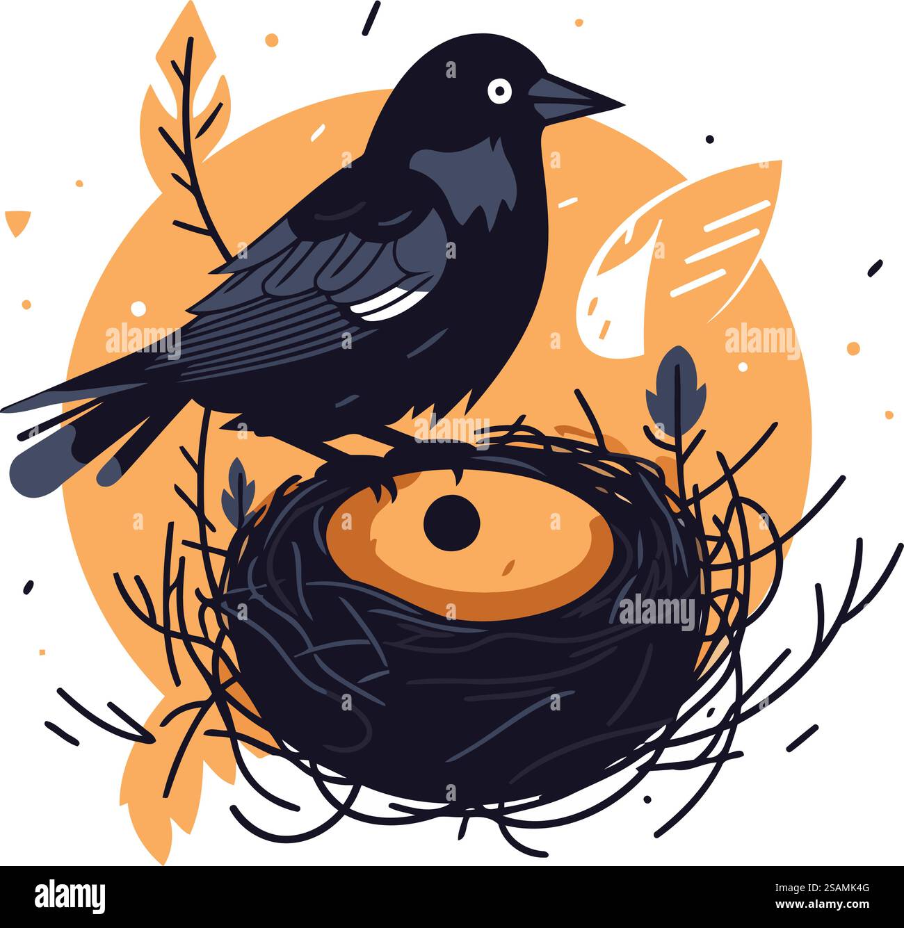 Crow nest bird Stock Vector Images - Alamy