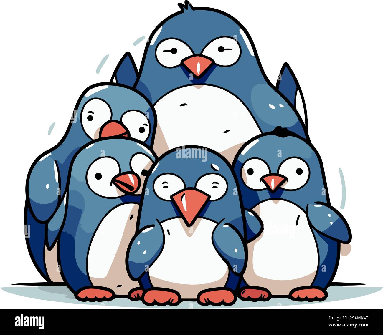 Penguin family. Cute cartoon character. Vector illustration Stock ...