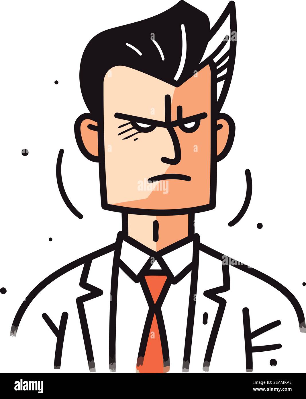Vector illustration of businessman with sad face. Line art style design ...