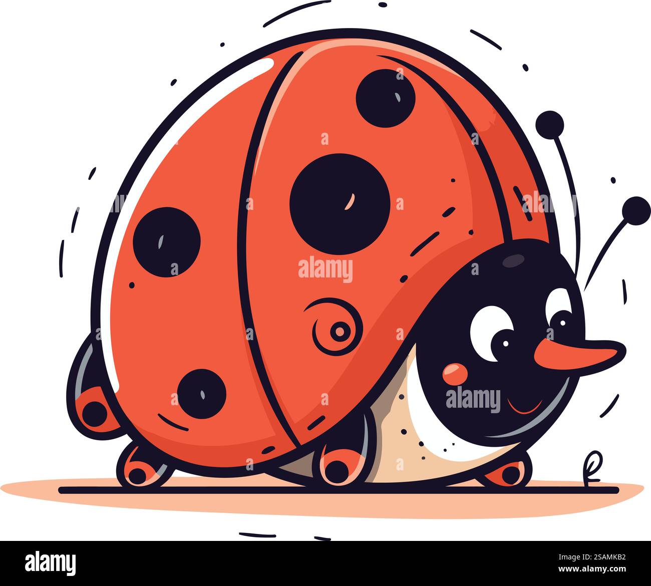 Cute cartoon ladybug isolated on white background. Vector illustration ...