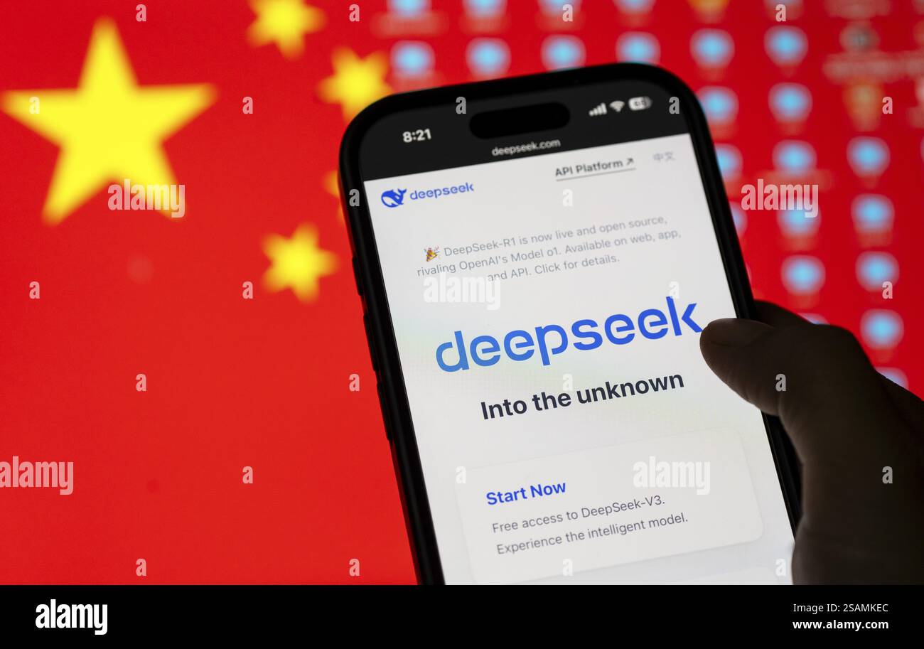In this photo illustration, the newly launched Chinese DeepSeek app ...