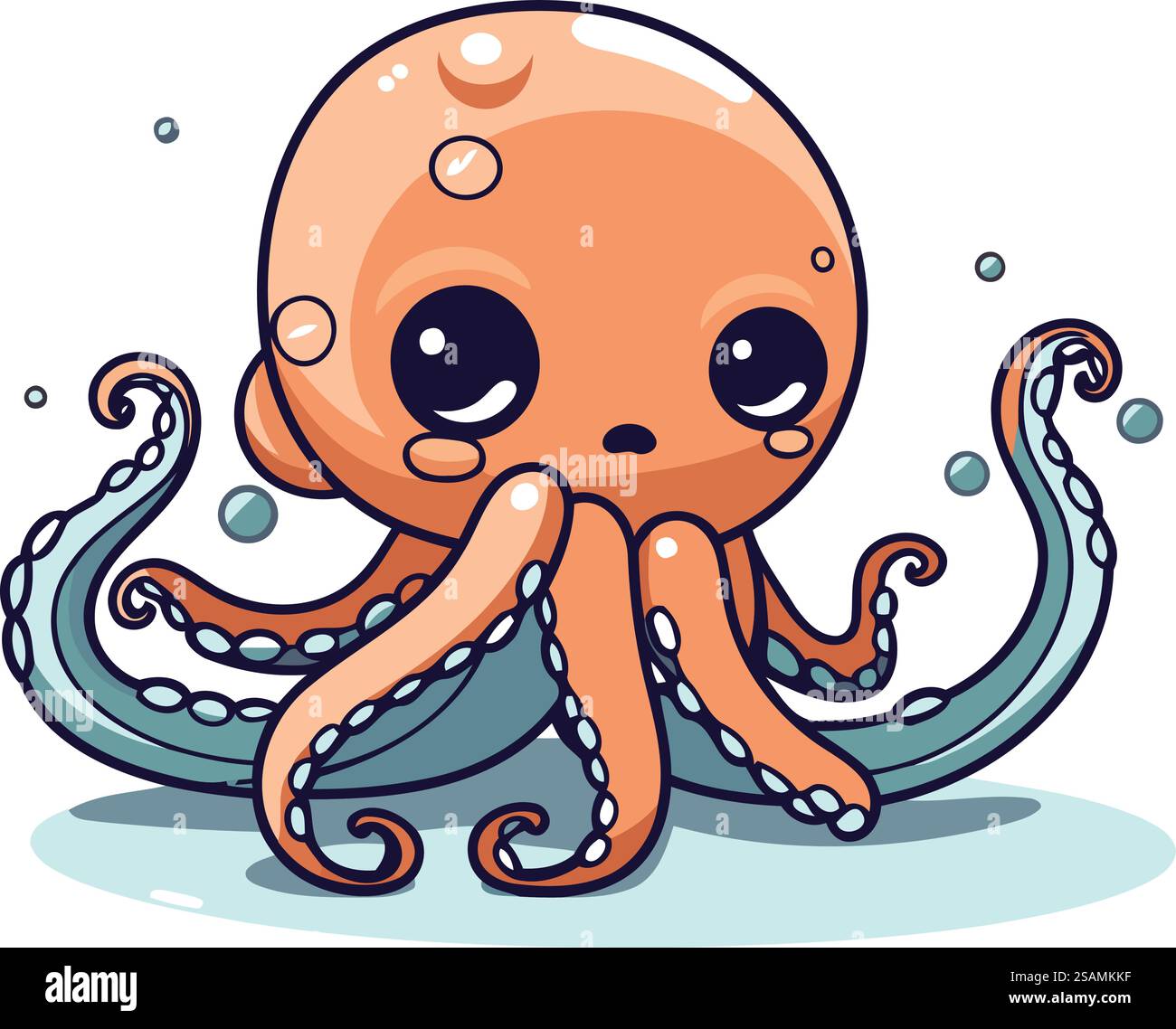 Cute cartoon octopus on a white background. Vector illustration Stock ...